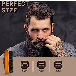 G.B.S 2 Pack Beard Travel Brush with Boar Bristles Great for Dry or Wet Beards Distributes Balm, Oil for Growth and Shine and Softness Professional Durable Camping