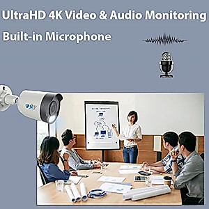 GW 12 Channel 2K NVR 2MP H.265+ Color Night Vision Human Detection Security Camera System - 12 x UltraHD 2K PoE IP Indoor Long Camera