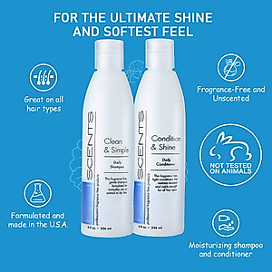 Nonscents Original Formula Fragrance Free Shampoo and Conditioner Set, Hydrating Shampoo for Dry Hair, Moisturizing and Unscented Shampoo and Conditioner for All Hair Types | Made in USA