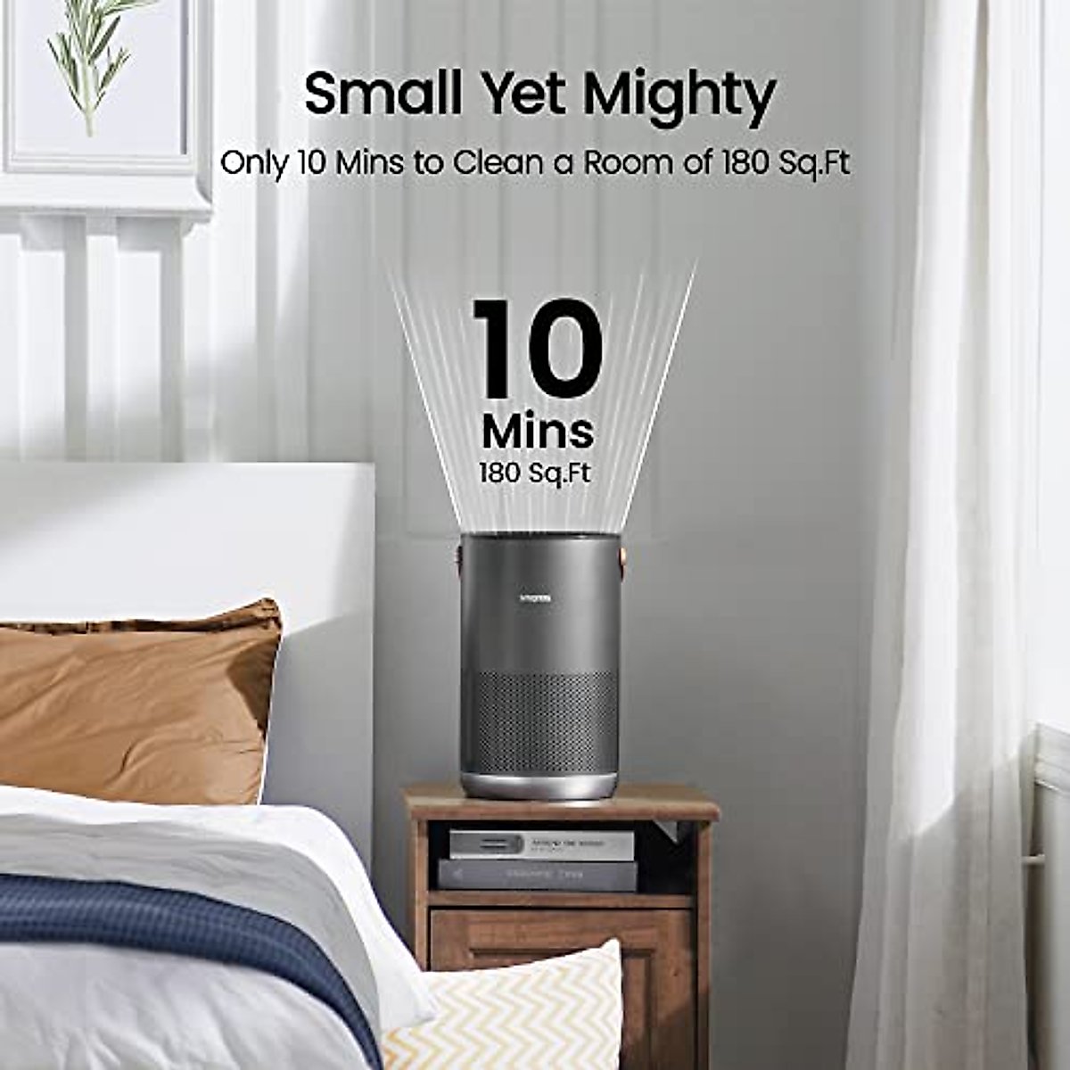 smartmi Air Purifiers for Home, Works with HomeKit Alexa, Smart Air Purifier with Handle, Auto Mode, 19db, 0.08 µm Particles Captured, P1 Dark Grey