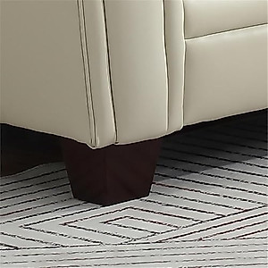 MAKLAINE 86" W Transitional Leather Tufted Fitted Back Sofa with Removable Seat Cushions, Leg Assembly Required, Seats up to 3 People, in Ivory Finish