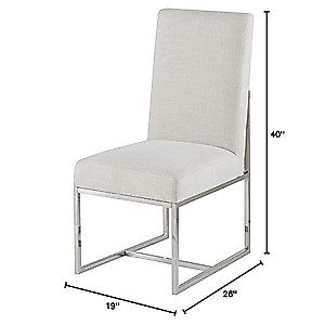 Madison Park Junn Dining Chairs - High Back, Soft Modern Luxe Accent Furniture, Sturdy Chrome Metal Legs Kitchen-Stool, All Cushion Deep Seating, 19"W x 26"D x 40"H, Natural