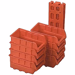 BIN BUDDY 8 Piece Stackable Storage Bins | Wall Mountable with Racks | Size Per 6.5" (16.5 cm) x 4.25" (10.8 cm) x 3" (7.6 cm) | Versatile Organization Tool