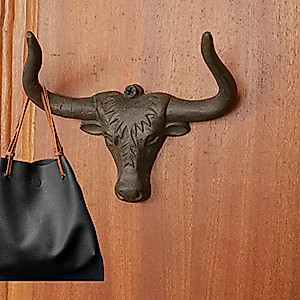 Coat Hooks Wall Mounted，JfwuHap 1 Piece Wall Hangers Iron Hook Bull Head Hook Animal Shaped Coat Hat Hooks Metal Wall Hooks Hangers Wall Hooks , Wall Hooks for Hanging Clothes Backpack Coats