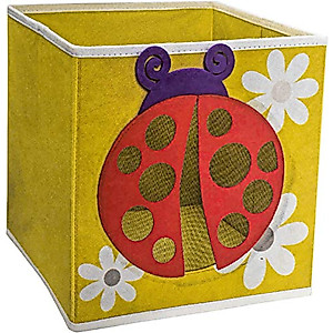 SystemBuild Children's Playroom Kids Toys Organizing 11" x 11" Character Fabric Drawer/Storage Bin (Ladybug)