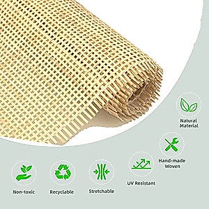Cane Webbing,14" Width Rattan Webbing Roll 3.3Ft Natural Caning Kit Material for Cabinet,Chair,Home Furnitur