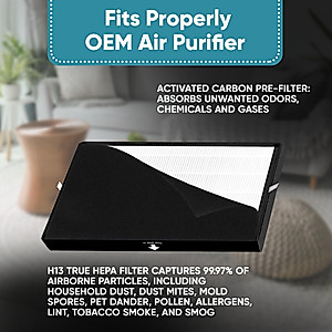 2 pack - FLT5900 Replacement Filter - J - Compatible with Germ Guardian AC5900WCA and AC5900WDLX Air Purifiers - 2 H13 Grade True Hepa Filters & 4 Carbon Pre-Filters - Part # FLT5900
