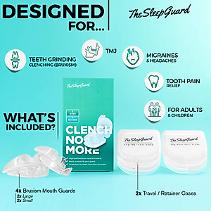 TheSleepGuard Mouth Guard for Clenching Teeth at Night [Pack of 4, Small & Large] – Custom Night Guards for Teeth Grinding, Bruxism, Jaw Pain, TMJ – Nighttime Protection During Sleep for Men and Women