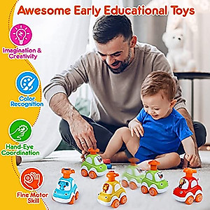 Cars Toys for 1 Year Old Boy Gifts Press and Go Cartoon Toys Cars for Toddlers 1-3 Baby Toys 12-18 Months Toddler Toys Age 1-2 One Year Old Boy Toys 1st Birthday Gifts for 1 2 3 Year Old Boys Girls