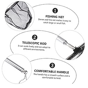 Asakkura 2 pcs Small Outdoor Landing for Retractable Freshwater Steel Portable Frame Tackle Extendable Leaf Pool Net Professional Tool Cm Tanks Shrimp Silver Dip Fishing Accessory