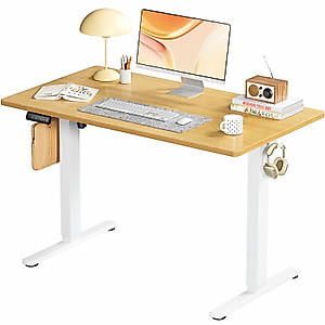 Sweetcrispy Standing Desk, Stand Up Desk, Electric Standing Desk with Splice Board, 40 x 24in Ergonomic Height Adjustable Desk Sit to Stand Desk, Computer Workstation Home Office Desk-Natural