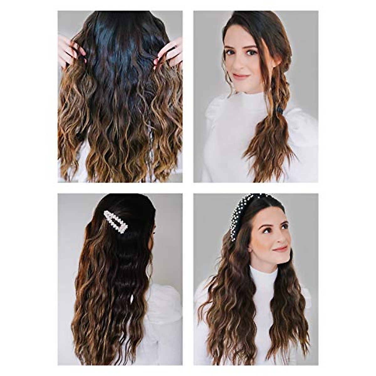 Alure Three Barrel Curling Iron Wand with LCD Temperature Display - 1 Inch Ceramic Tourmaline Triple Barrels, Dual Voltage Crimp (Pink)