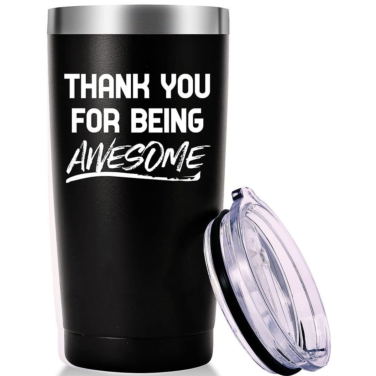 AMZUShome Thank You for Being Awesome Travel Mug Tumbler.Thank You Gifts,Inspirational Appreciation Graduation Christmas Birthday Gifts for Men Women Boss Coworker Friends(20oz Black)