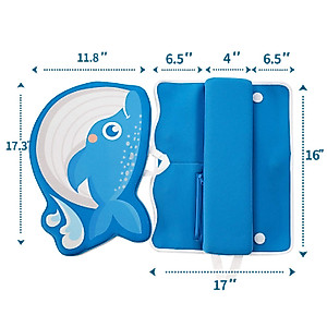 Baby Bath Kneeler and Elbow Rest Bathtub Set, Machine Washable Thick Kneeling Pad, Non Slip Bathtub Kneeler Pad and Elbow Saver with Pocket, Bath Kneeling Pad for Baby