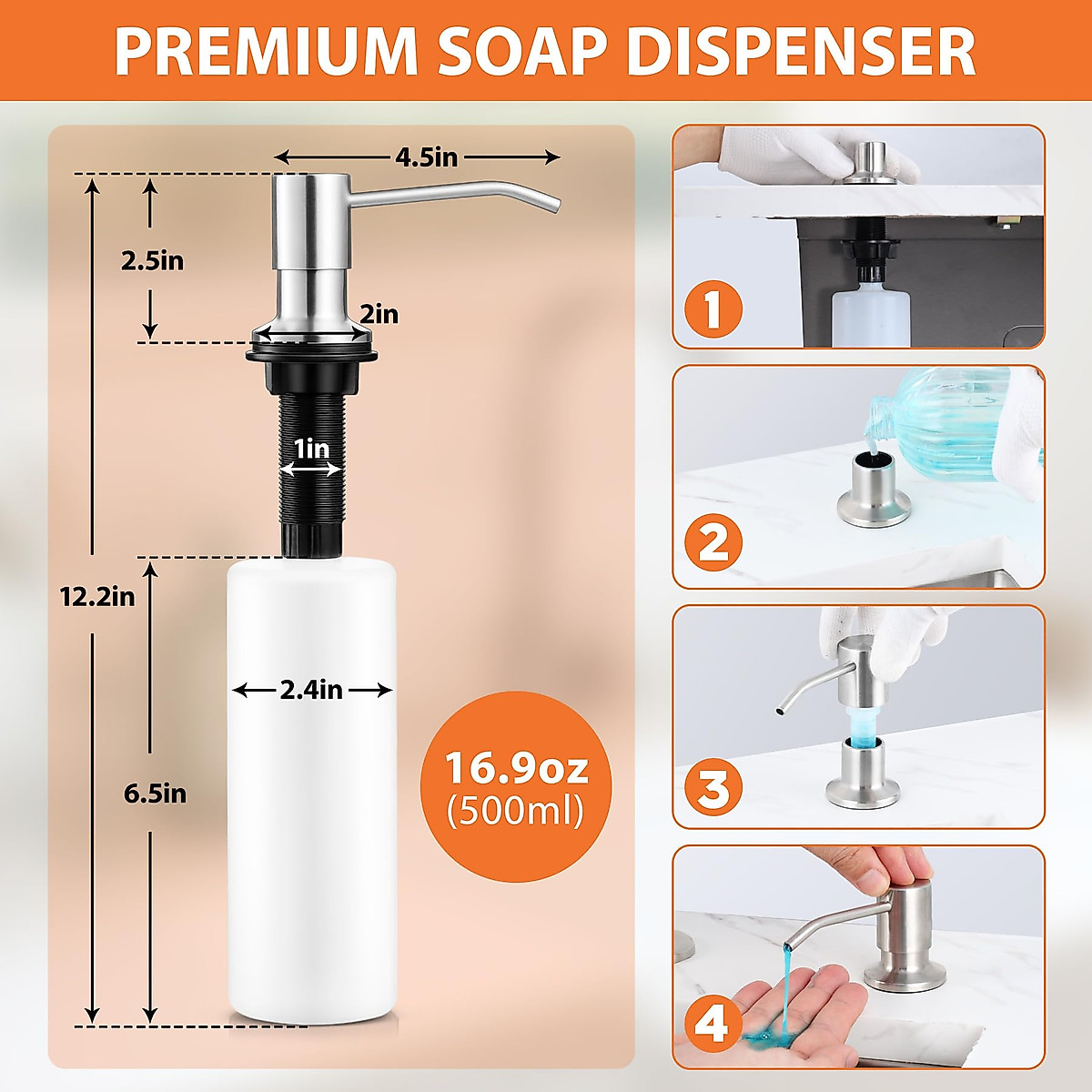 Homikit Touchless Kitchen Faucets with Pull Down Sprayer & Soap Dispenser, Automatic Motion Sensor Smart Faucet for Kitchen Sink, Brushed Nickel Single Handle Stainless Steel Faucet for Farmhouse RV