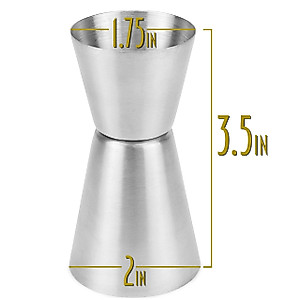 Cocktailor Set of 4 Stainless Steel Double Cocktail Jiggers for Bar, Restaurant or Home Use - 1oz & 2oz