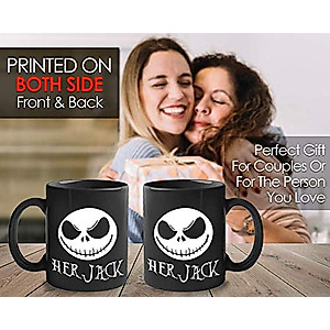 Bubble Hugs Halloween Coffee Mug - Her Jack - Witch Pumpkin Creepy Skull Scary Monster Nightmare Before Christmas Zombie Trick Or Treat Sally Skellington