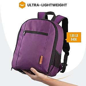 TARION Camera Bag Professional Camera Backpack Case with Laptop Compartment Waterproof Rain Cover for DSLR SLR Mirrorless Camera Lens Tripod Photography Backpack for Women Men Photographer Purple TB-S