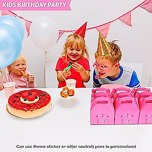 Pink Party Favor Boxes 30pcs Thickened Paper Gift Gable Treat Box Candy Goodie Bags for Kids Birthday Parties Supplies Decorations, Neon Ink