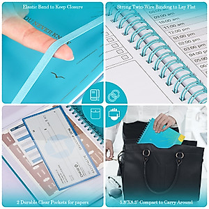 Planner, Daily Planner with To Do List, Hourly Appointment, Contacts and Passwords, Undated, Day Planner for College Students and Work, Flexible Cover, Elastic Closure, Inner Pocket, A5 (Blue)