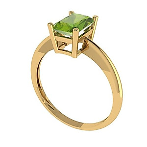 Clara Pucci 1.0 ct Radiant Cut Solitaire Natural Peridot Engagement Wedding Bridal Promise Anniversary Ring 18K Yellow Gold Size 9.25