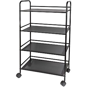 Richards Homewares Durable Metal Multi-Purpose Rolling Utility Cart, 4-Tier, Black