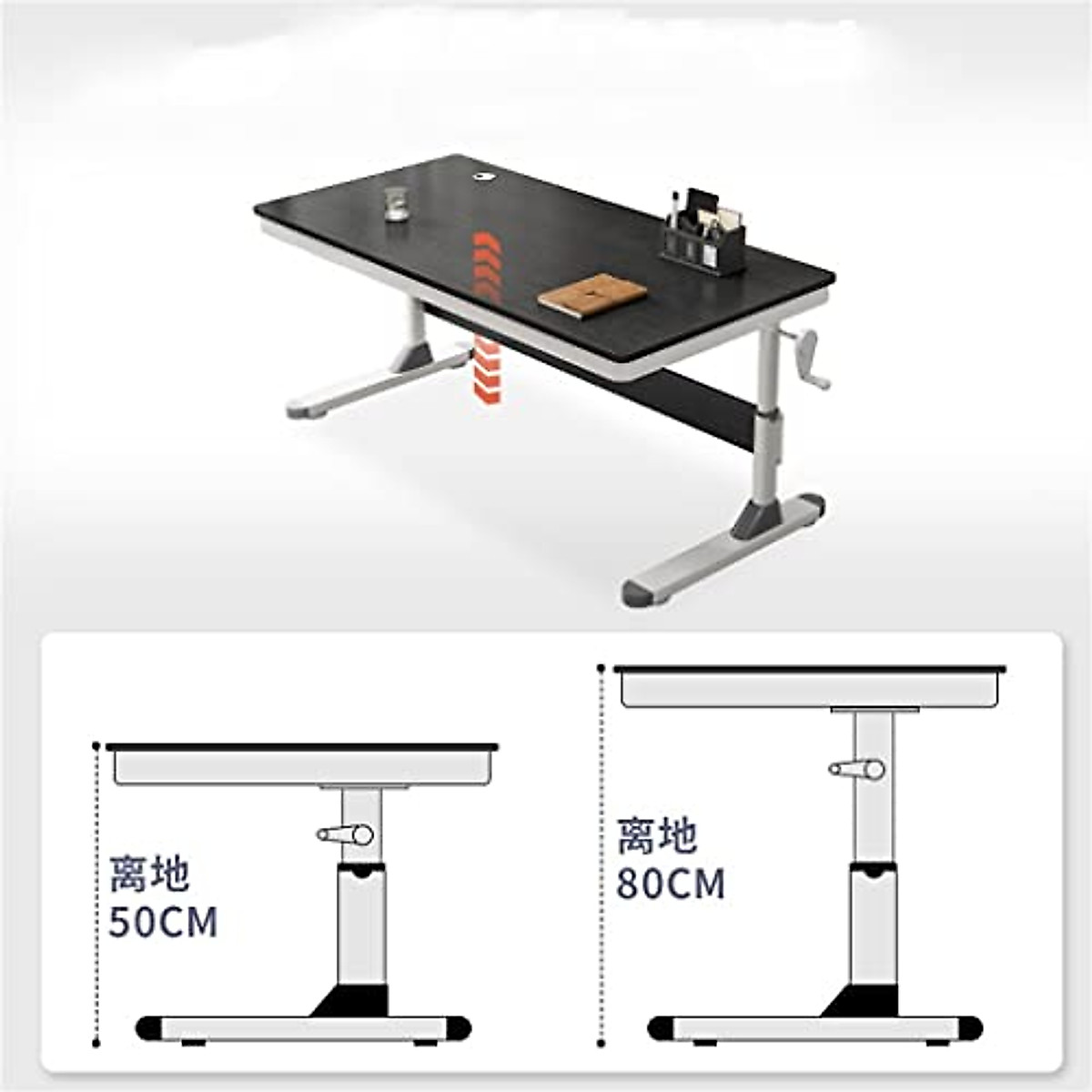 SCKTFS 80/100CM Office Boss Desk Adjustable Student Computer Desk Up and Down Adjustable School Study Table Desktop Table (Color : D, Size : 80Cm)