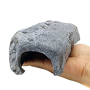 JIHAQUA Reptile Rock Reptile Hide Cave Hideout Terrarium Habitat Decor Ornament Shelter (Style B)