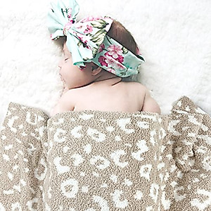 Soft Baby Blanket Baby Cozy Blanket Swaddling Blanket for Newborn Nursery Knit Leopard 30x40 Inch Beige Cheetah