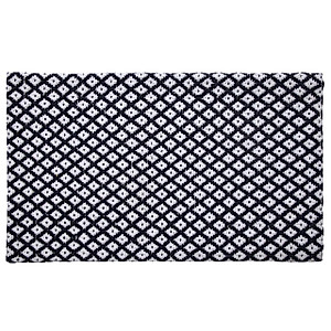 Excel Hometex Cotton Hand Woven Doormat Bathroom Kitchen Laundry Mat Rug 18" x 30" with Foam Backing (18" x 30", Black/White)