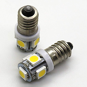 GutReise 10pcs E10 6V Warm White LED Bulbs Light Lamps 5SMD 0.5W 50LM (Warm White, 6V)