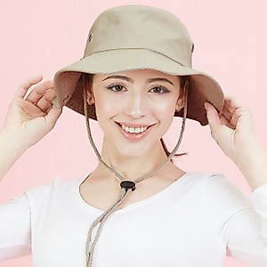 The Hat Depot 300N1510 Wide Brim Foldable Double-Sided Outdoor Boonie Bucket Hat (L/XL, 2. Cotton - Khaki)