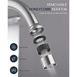 APPASO Kitchen Faucet with Side Sprayer, 2-Handle High Arch SUS304 Stainless Steel Brushed Nickel Kitchen Faucet with Pull-Out Side Spray for RV Laundry Utility Bar, 8-in 4-Hole Installation