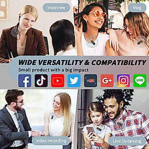 Leereel 2 Pack Wireless Lavalier Microphone for iPhone iPad, Plug-Play Dual Lapel Mics with Charging Case for Vlog YouTube TikTok Interview Live Stream Video Recording - No APP & Bluetooth Needed