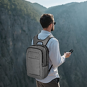 SLOTRA Laptop Backpack, 15.6 Inch Anti Theft Slim Laptop Backpack with USB Charging Port, Water Resistant Business Laptop Backpack for Men/Women, Durable College School Backpack Grey