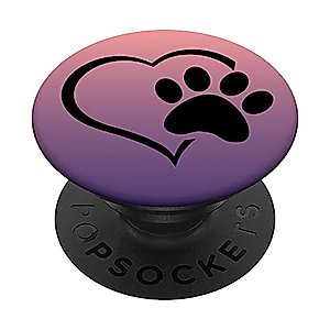 Pink Purple Ombre - Dog Mom Paw Print Heart Design PopSockets Swappable PopGrip