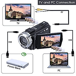 ORDRO Camcorders HDV-V12 HD 1080P Video Camera Recorder Infrared Night Vision Camera Camcorders with 16G SD Card and 2 Batteries