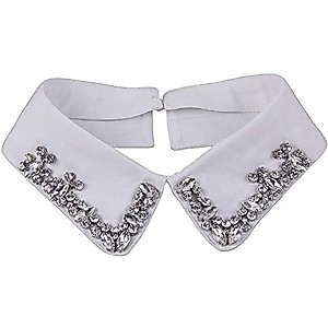 Women's Stylish Detachable Rhinestones Half Shirt Blouse False Collar Choker Peter Pan Necklace Fake Collar