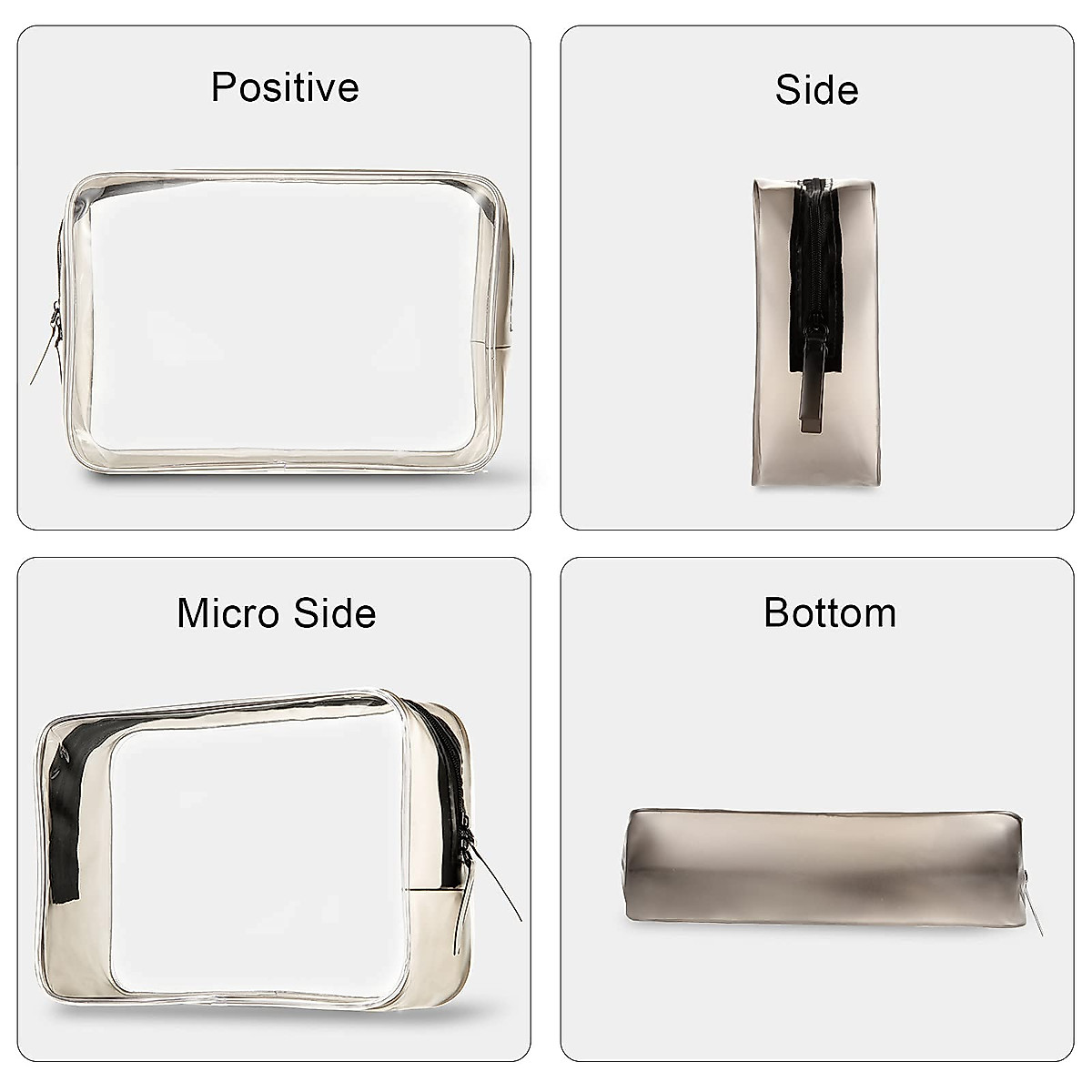 Ovenot 4 Pcs Clear Makeup Bags with Zipper, Makeup Cosmetic Bag for Women Men, Makeup Bag for Travel, Bathroom