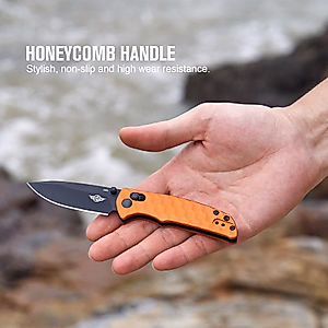 OKNIFE Rubato 3 Pocket Knife with 154CM Stainless Blade, Folding Knife for Camping, Hiking, Indoor and Outdoor Activities (Orange)