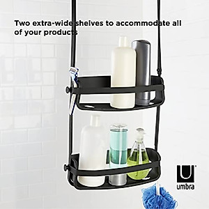 Umbra Flex Hanging Shower Caddy, Bathtub Shelf and Bathroom Organizer, Black