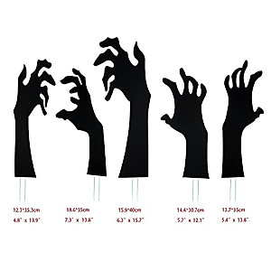 Anditoy 5 Pack Halloween Black Hands Yard Signs with Stakes Scary Silhouette Halloween Decorations for Outdoor Yard Lawn Garden Halloween Decor