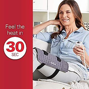 Sunbeam Wrapping Heating Pad for Fast Pain Relief, Small XpressHeat, 6 Heat Settings with Auto-Shutoff and Fastening Straps, Small, Slate Grey, 12x11 Inch (Pack of 1), 1 Count