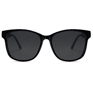 SOJOS Polarized Sunglasses Womens Mens Trendy Square Vintage Shades SJ2203,Black/Grey