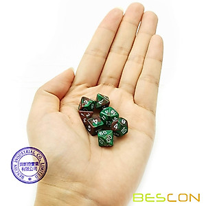 Bescon Mini Two Tone Polyhedral RPG Dice Set 10MM, Small Dice Set D4-D20 in Tube, 6 New Assorted Colored of 42pcs