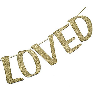 12 Years Loved Banner Sign Gold Glitter for 12th Birthday Party Decorations Anniversary Decor Photo Booth Props