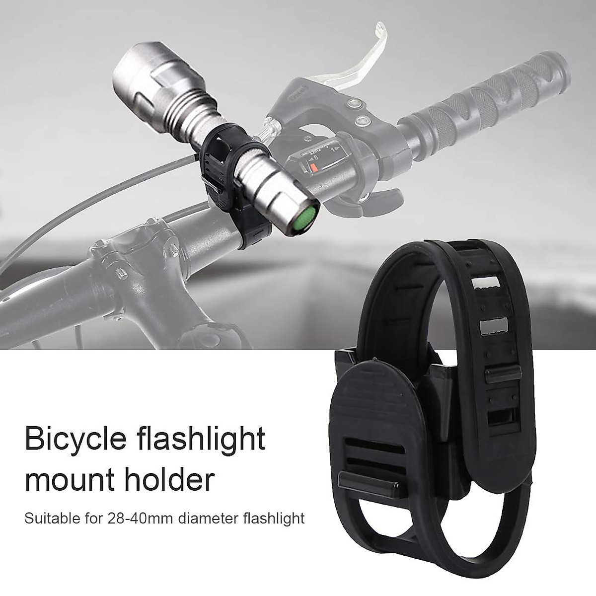 Junluck Universal Bicycle Headlight Holder, Adjustable 360 Degree Rotation Bicycle Flashlight Mount Clip Bracket for Road Bike Cycling Part, Suitable for 28-40mm Diameter Flashlight