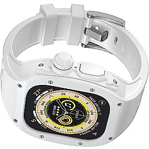 OTGKF Full Transparent Watch Case Silicone Strap Mod Kit，For Apple Watch Ultra 49mm，Mens Women Military Protection Bumper Watch Case Watch Replacement Sport Band Accessories (Color : H, Size : For 4