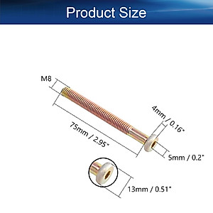 Yinpecly 10Pcs M8 × 75mm Carbon Steel Inner Hex Flat Head Screw Hex Socket Flat Head Screws Furniture Bolts Colorful Tone