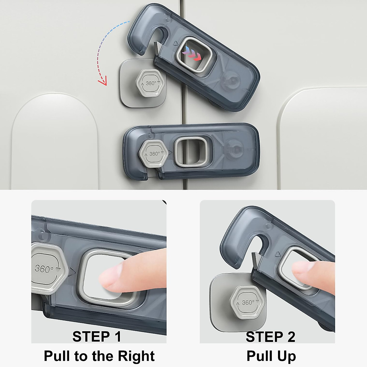 5 Pack Child Proof Refrigerator Lock, QYESWHSR Fridge Locks for Kids with Sticky Adhesive Pads, Child Safety Locks for Doors, RV Refrigerator, Oven Lock Child Safety Baby Cabinet Locks - Clear Updated